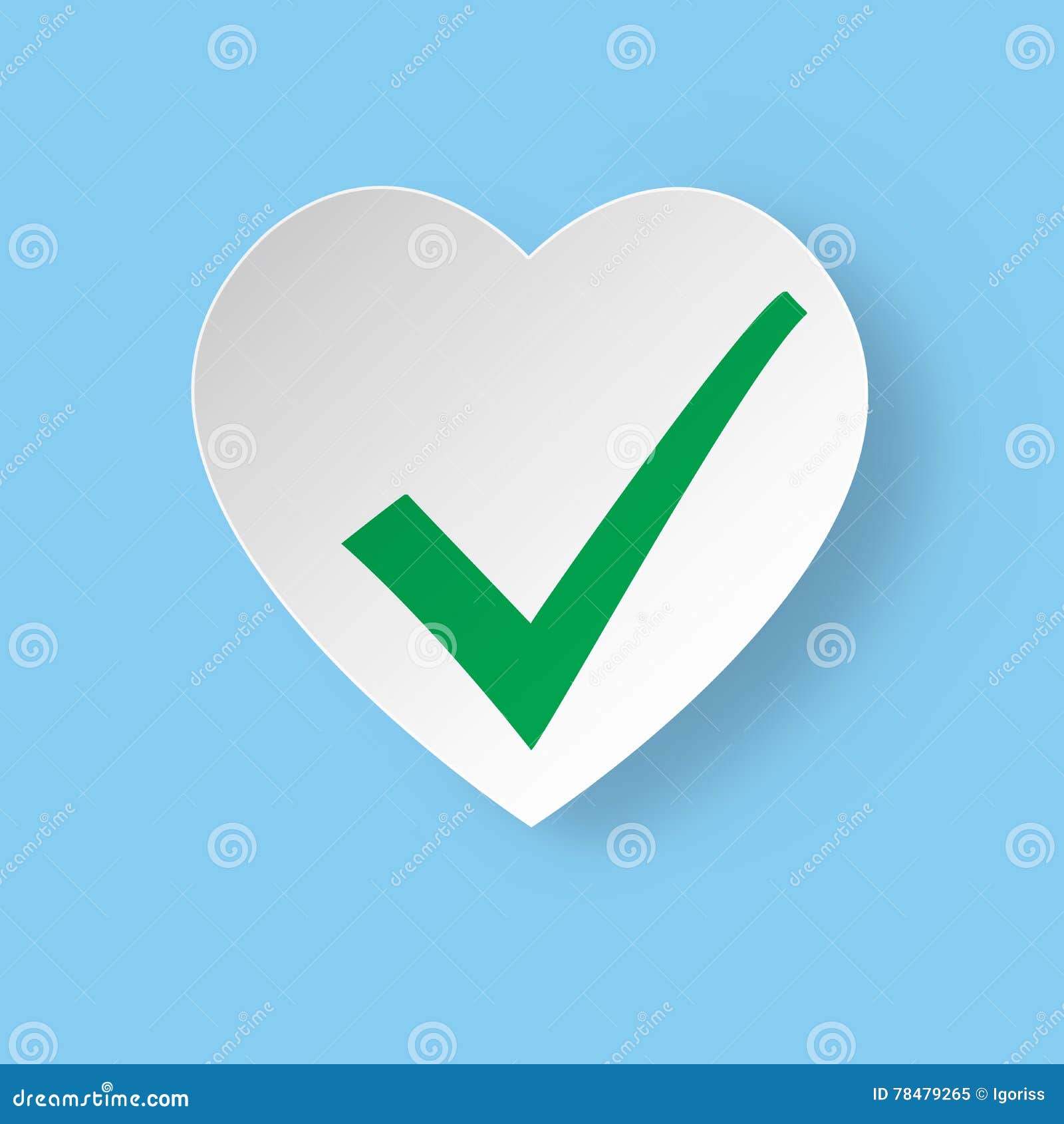 Healthy Heart Status Icon with Green Chek. Stock Illustration ...