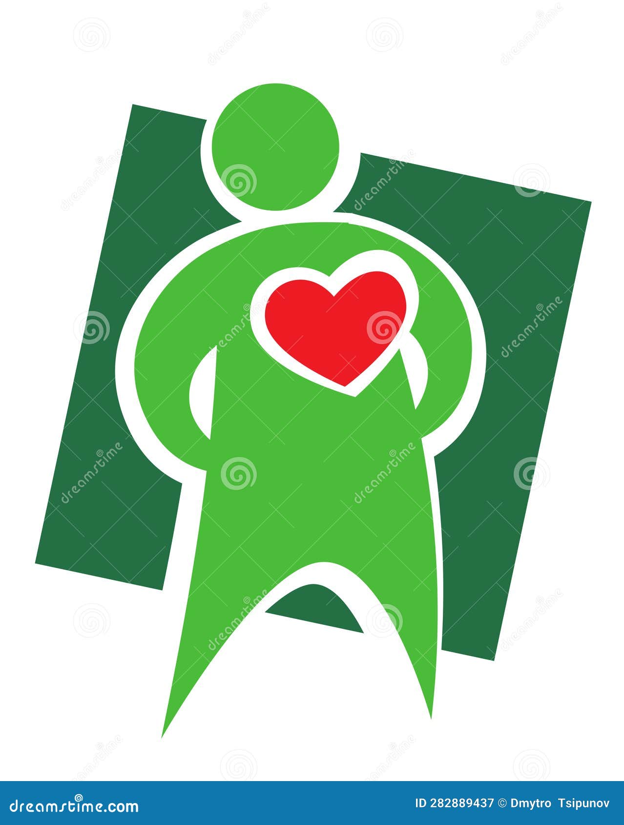 A Healthy Heart. Stylized Human Figure with a Red Heart Stock Vector ...