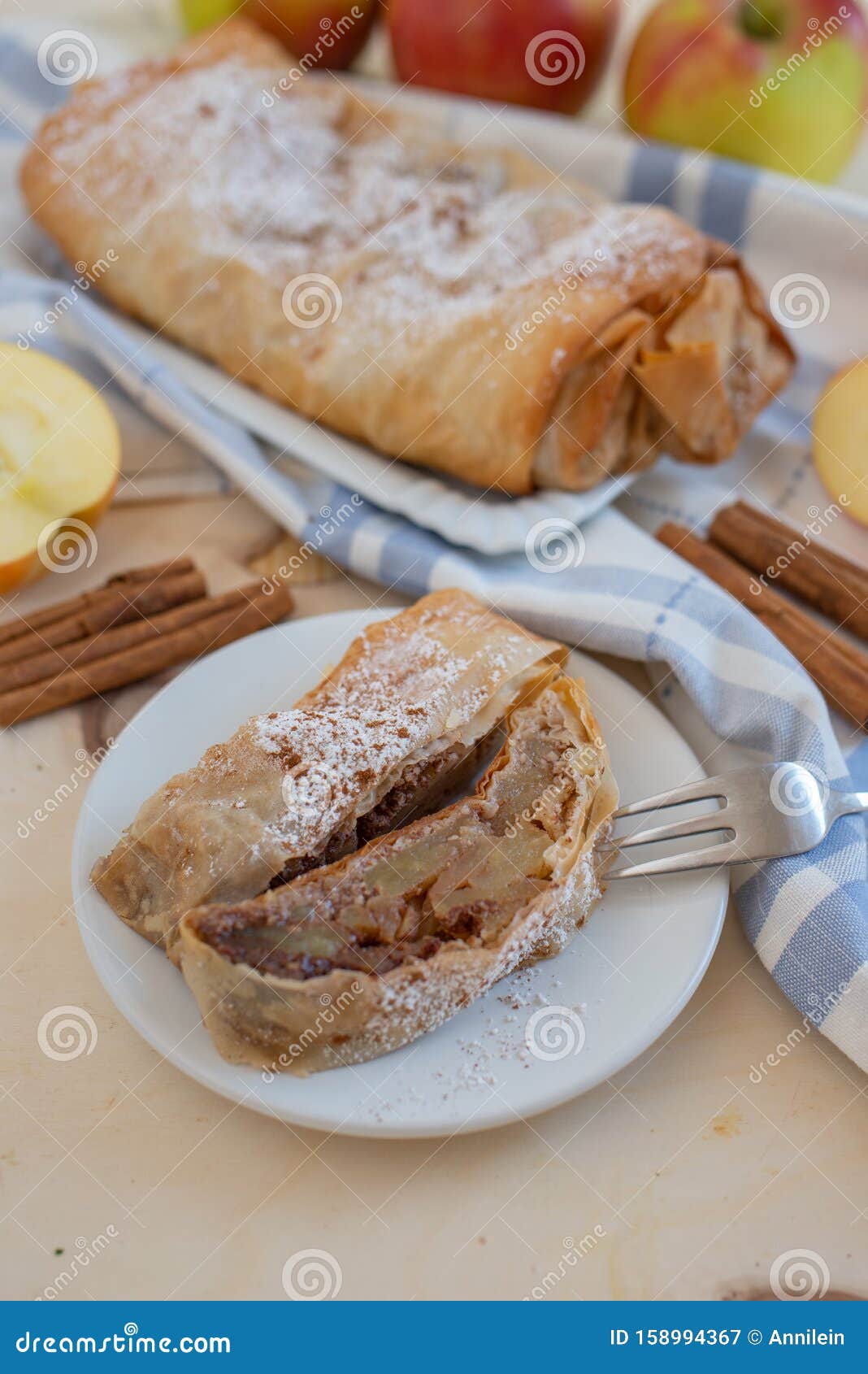 Healthy Home Made Apple Strudel with Apples, Cinnamon Stock Image ...