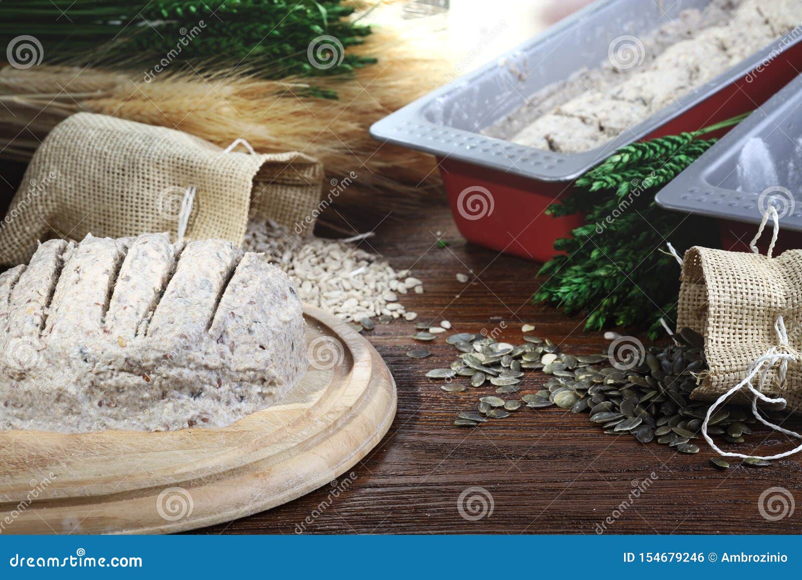 Healthy Homemade Whole Grain Bread Stock Photo - Image of pantry, forms ...