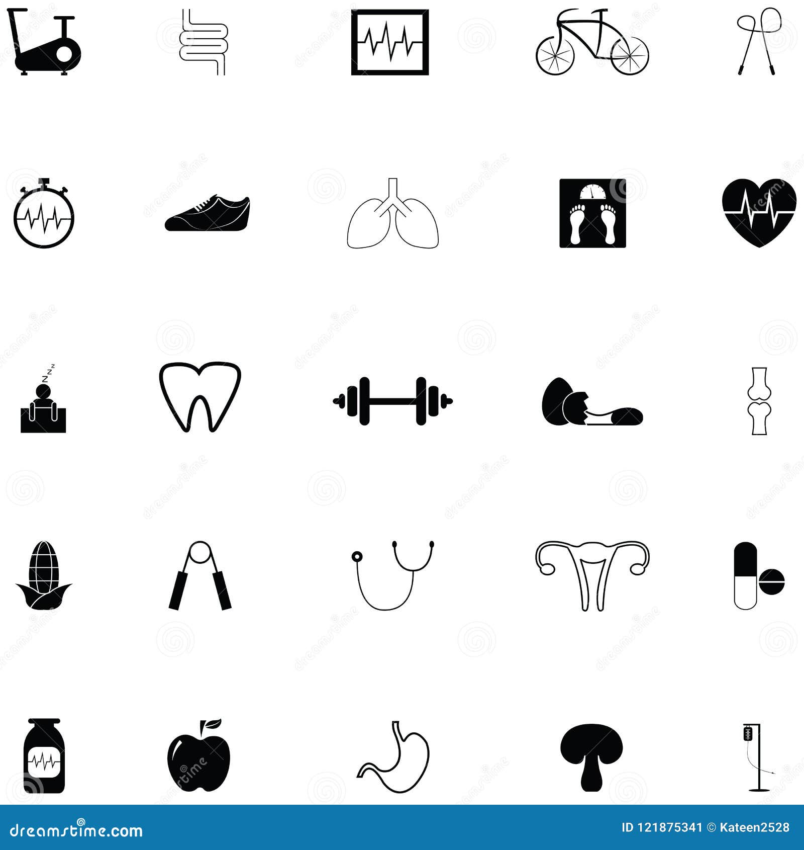 Healthy icon set stock vector. Illustration of water - 121875341