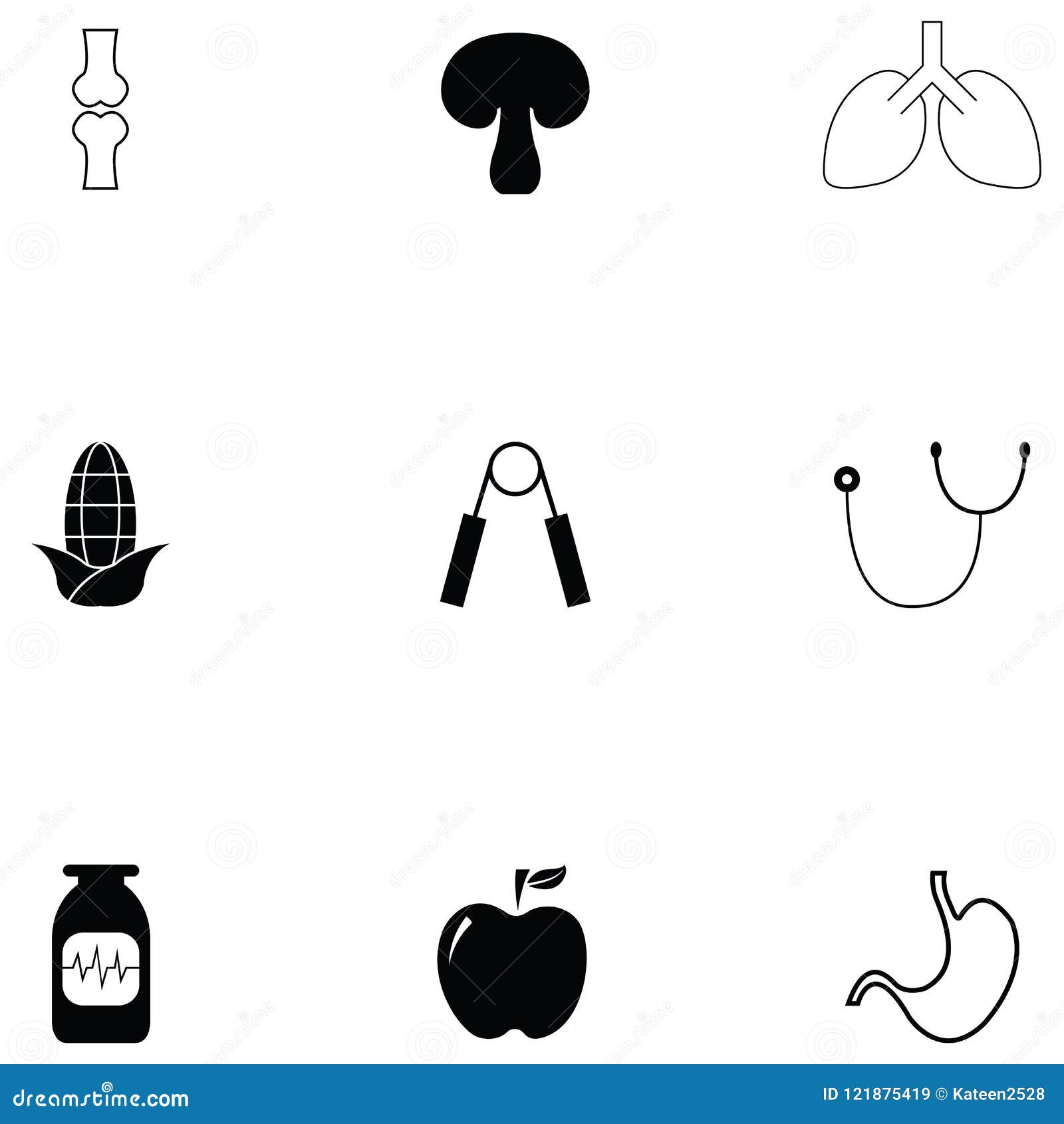 Healthy icon set stock vector. Illustration of lifestyle - 121875419