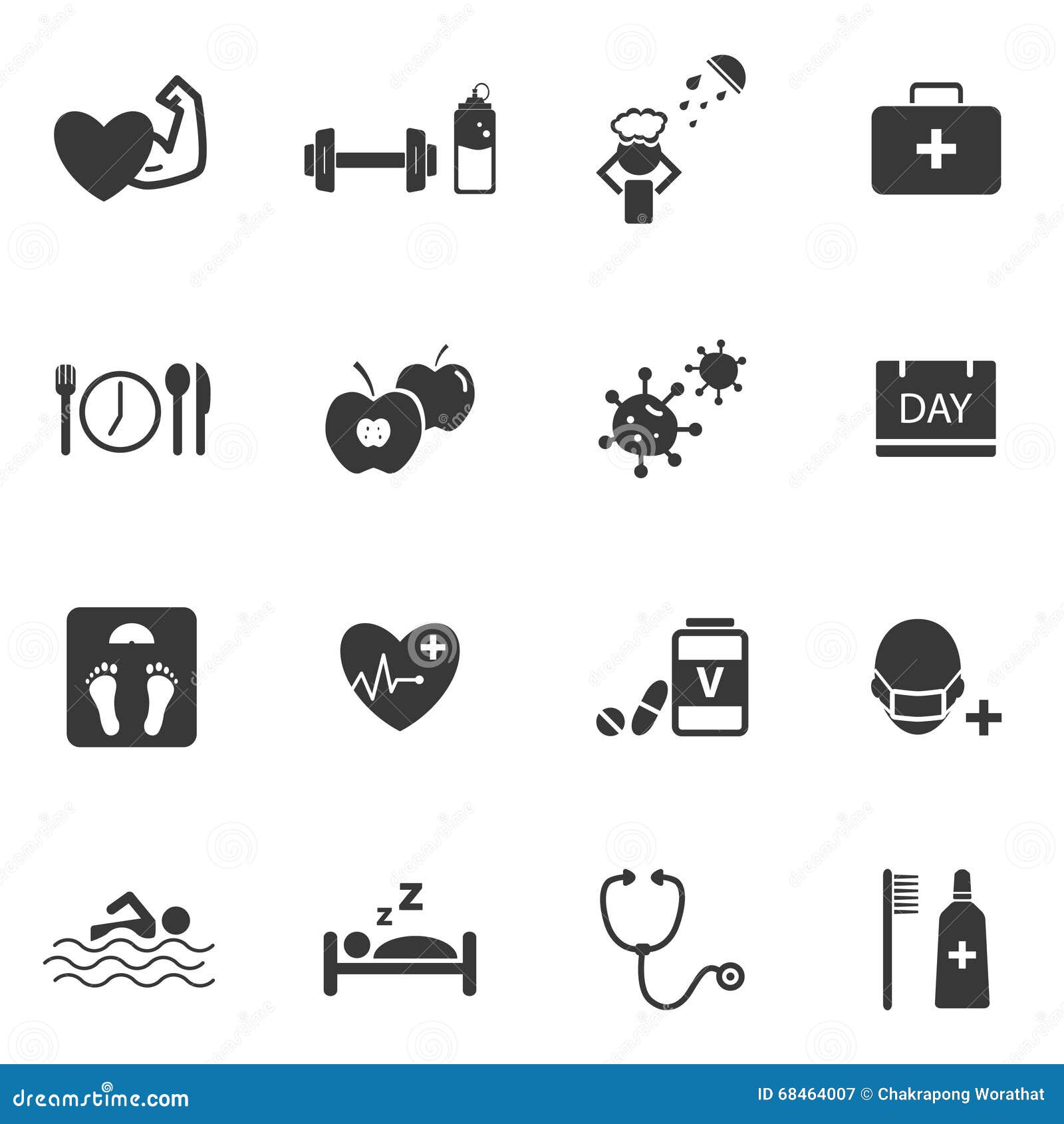 Healthy icons set symbol. stock illustration. Illustration of muscle ...