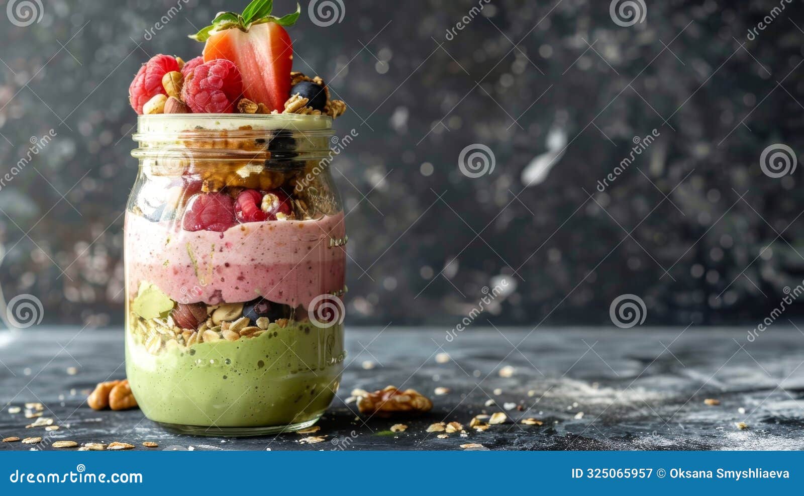 Healthy Layered Fruit and Yogurt Parfait in Mason Jar Stock Image ...