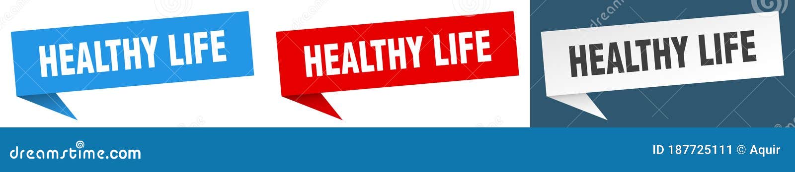 Healthy Life Banner. Healthy Life Speech Bubble Label Set Stock Vector ...