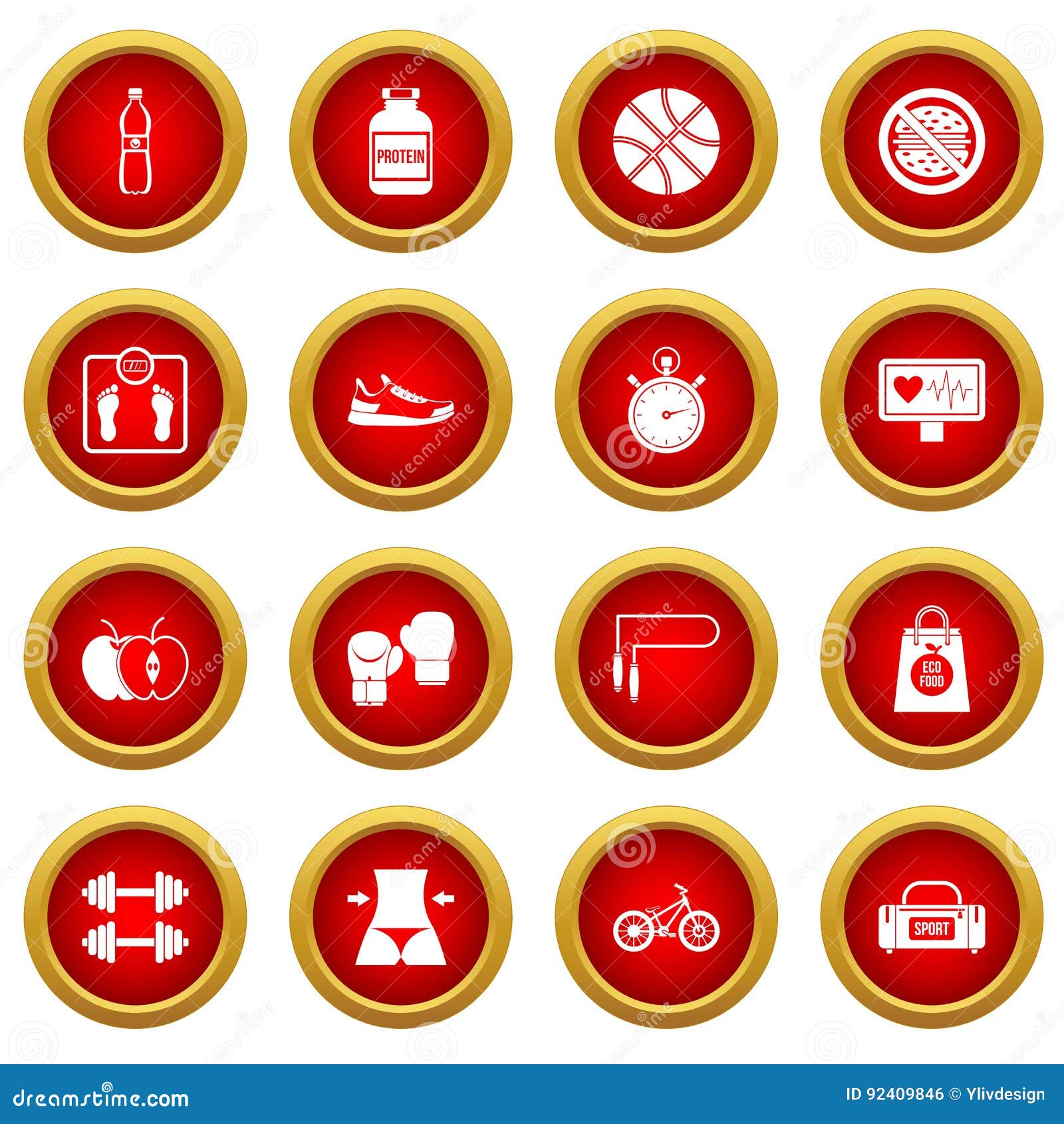 Healthy Life Icon Red Circle Set Stock Vector - Illustration of ...