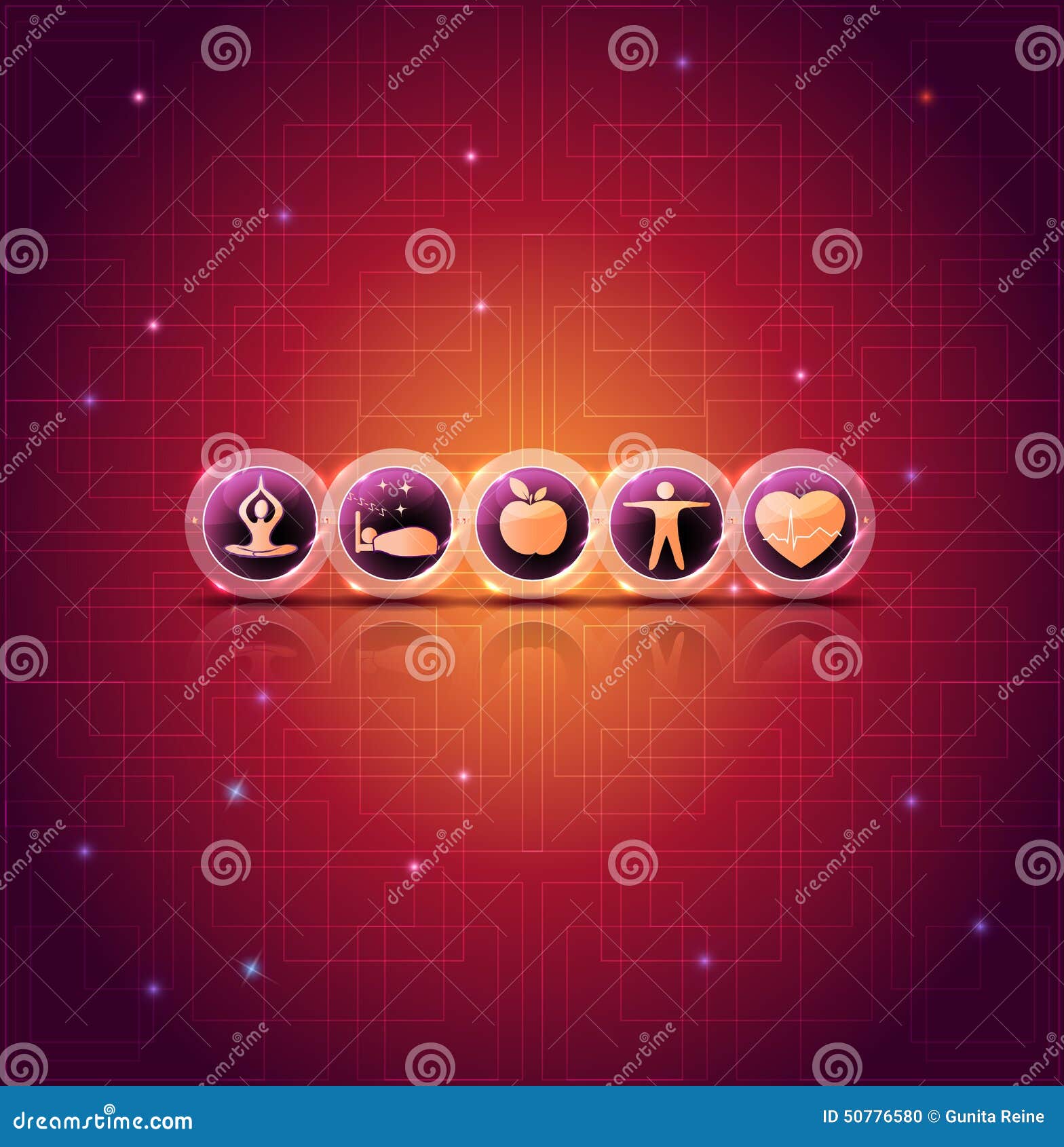 Healthy Life Style Tips Bright Icons Stock Vector - Illustration of ...