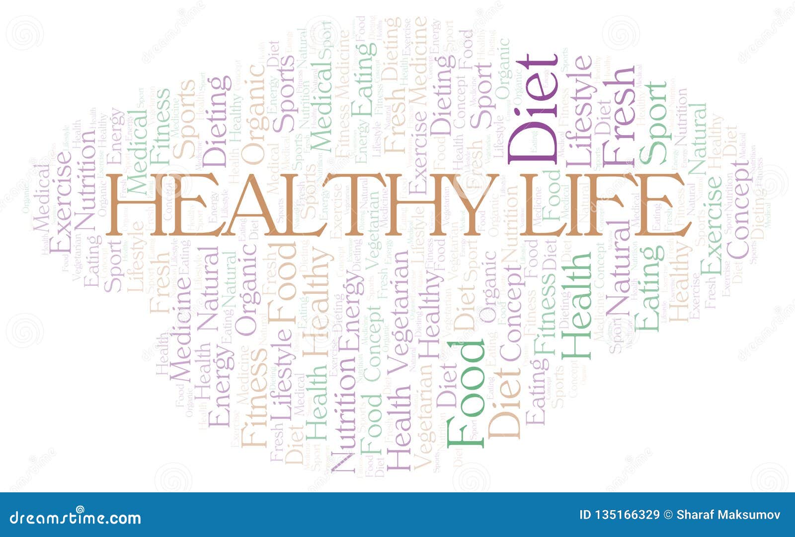 Healthy Life word cloud stock illustration. Illustration of fresh ...