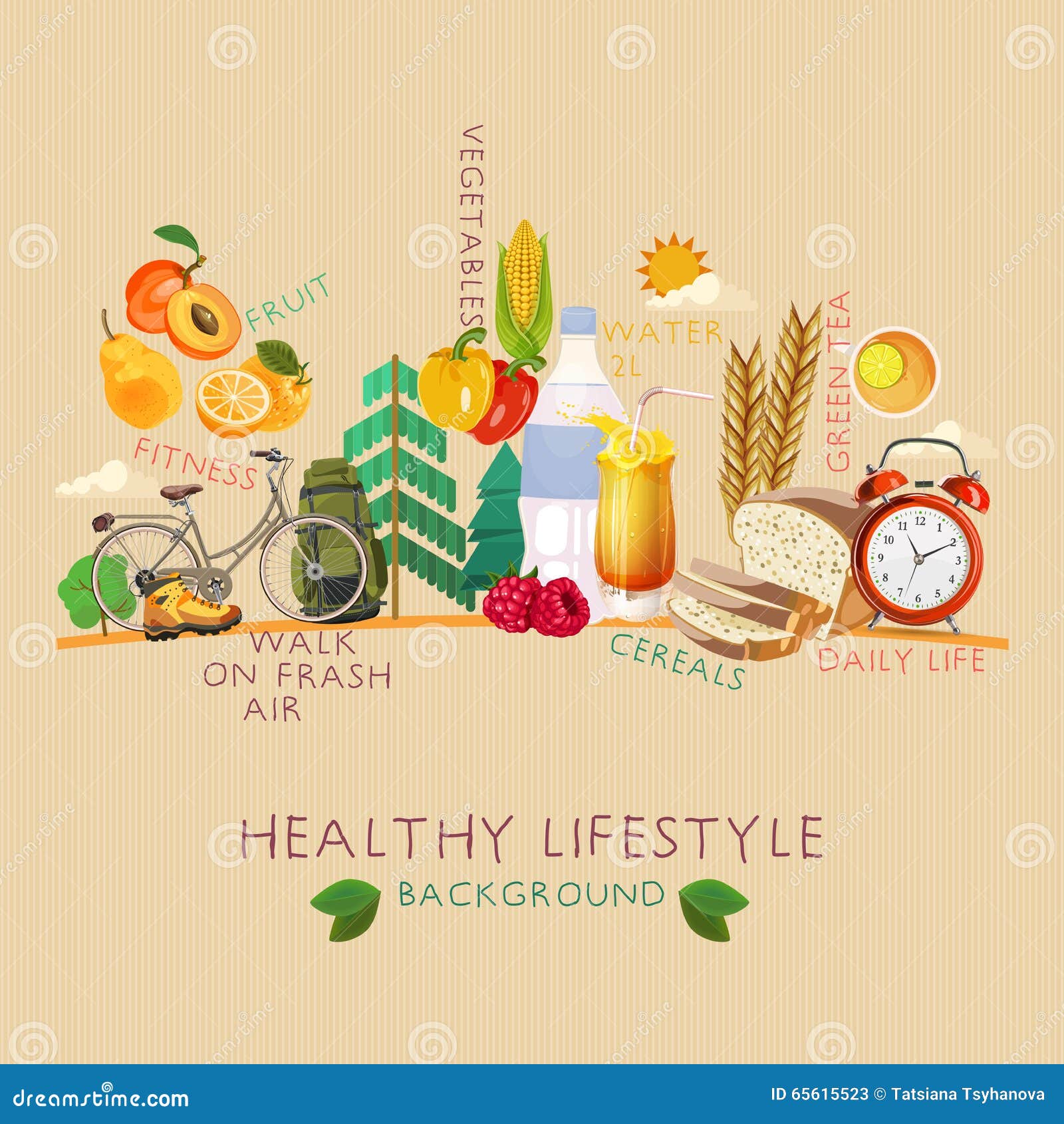 Healthy Lifestyle Background Stock Photo - Image: 65615523
