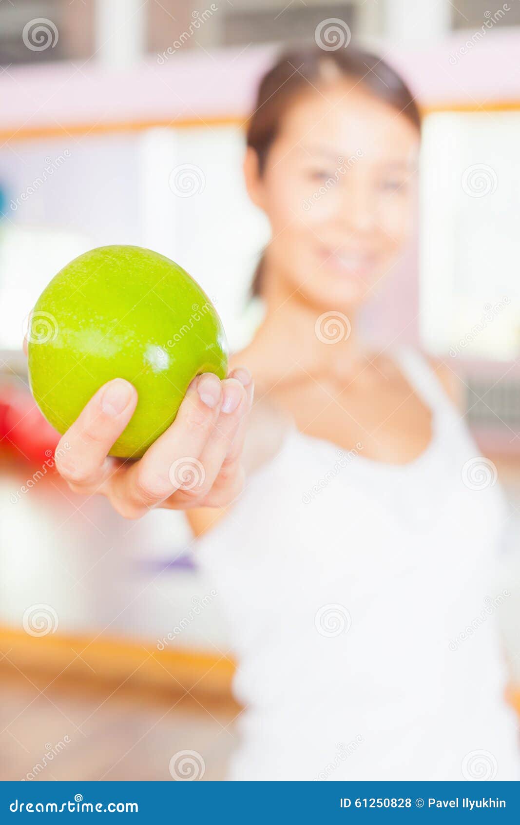 Healthy Lifestyle Concept With Beautiful Asian Woman Holding Green