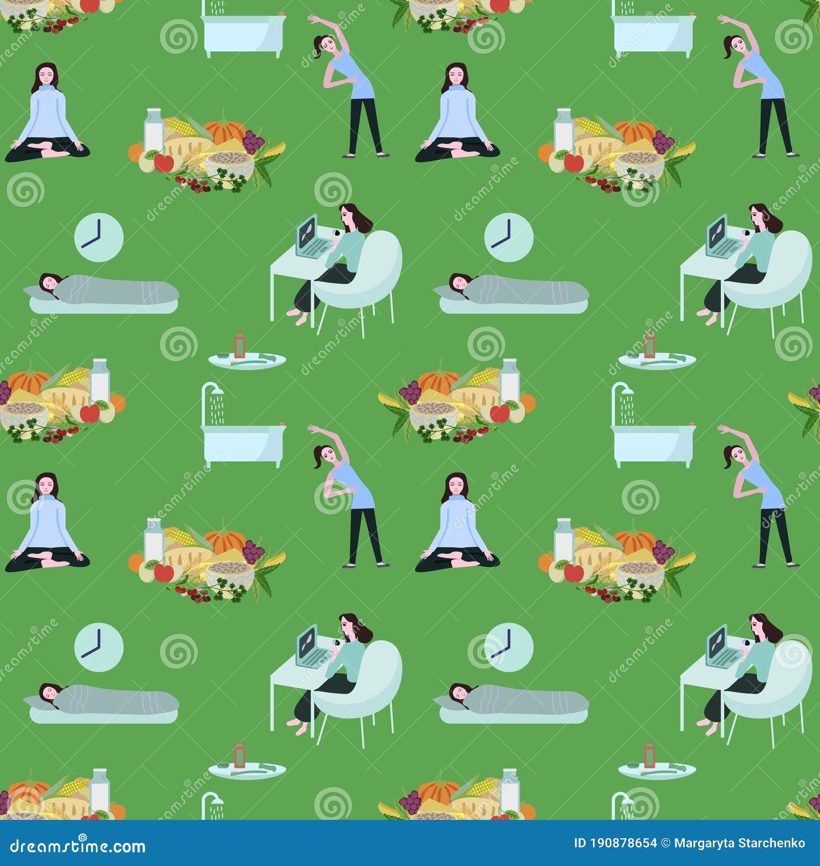 Healthy lifestyle pattern stock vector. Illustration of lifestyle ...