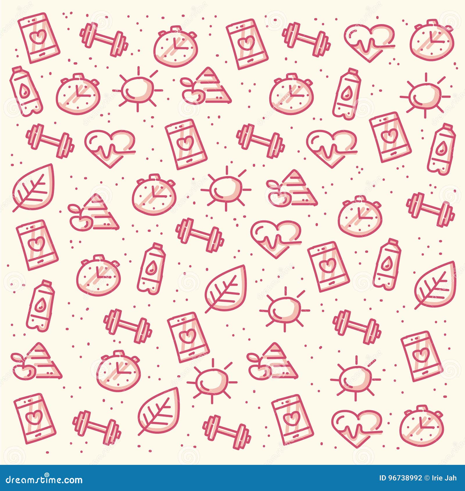 Healthy lifestyle pattern stock illustration. Illustration of drawn ...