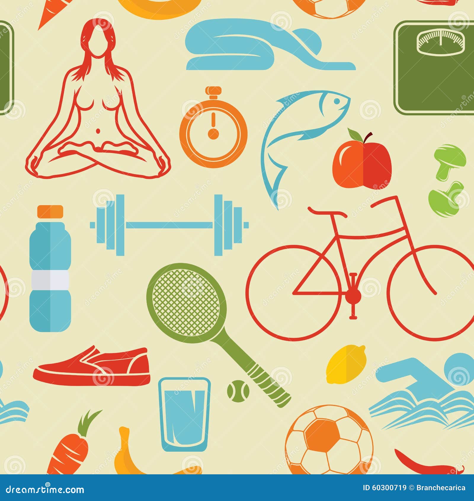 Healthy lifestyle pattern stock illustration. Illustration of healthy ...
