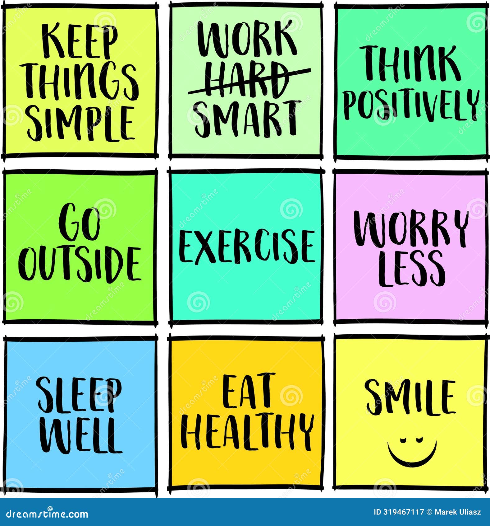 Healthy Lifestyle Reminders, Personal Development Concept Stock Vector ...