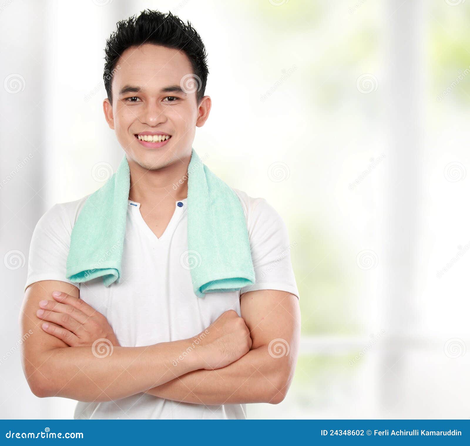 Healthy Lifestyle Smiling Man Stock Photo - Image of weight, asian ...