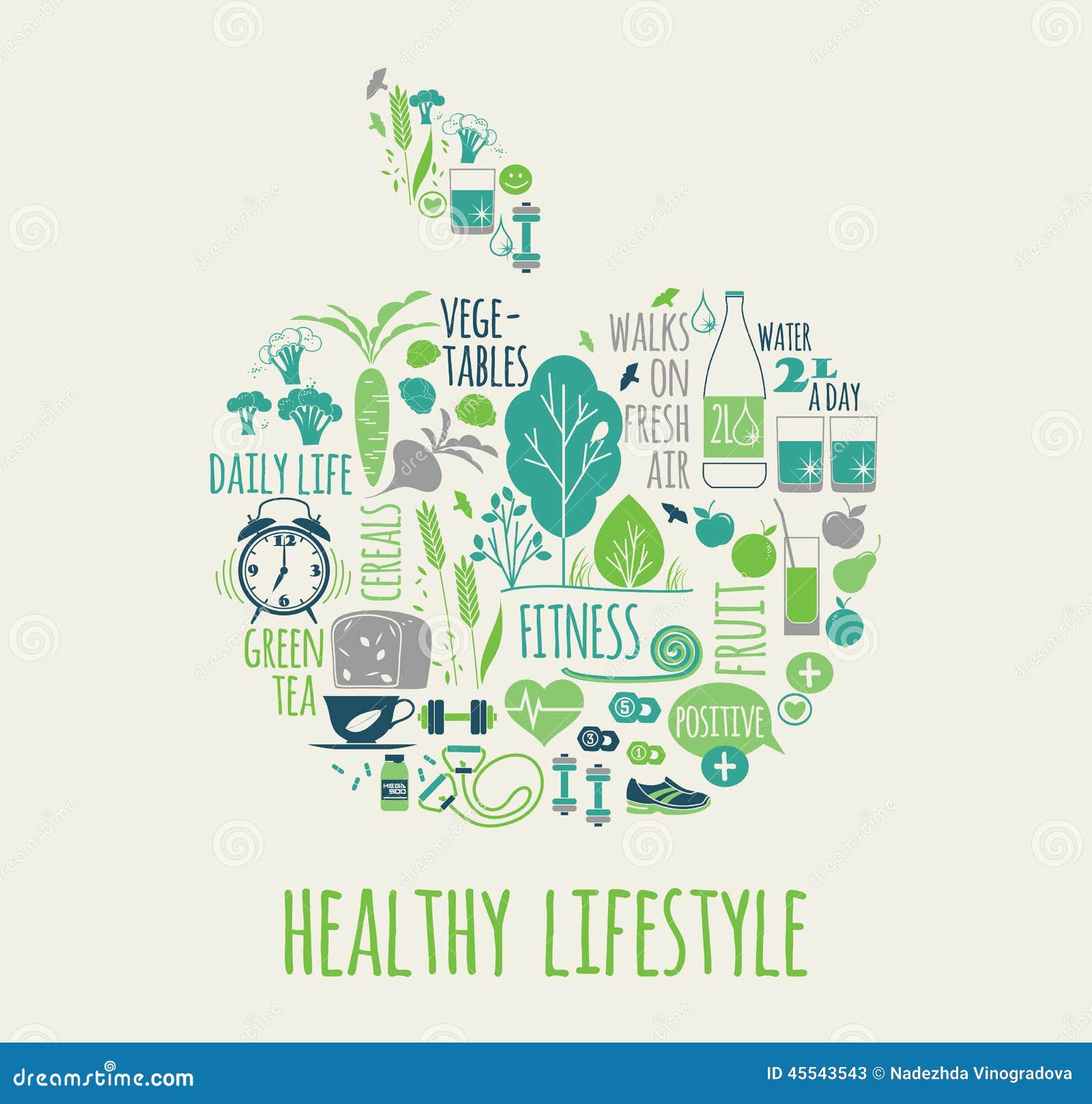 Healthy Lifestyle Vector Illustration. Stock Vector - Illustration of ...