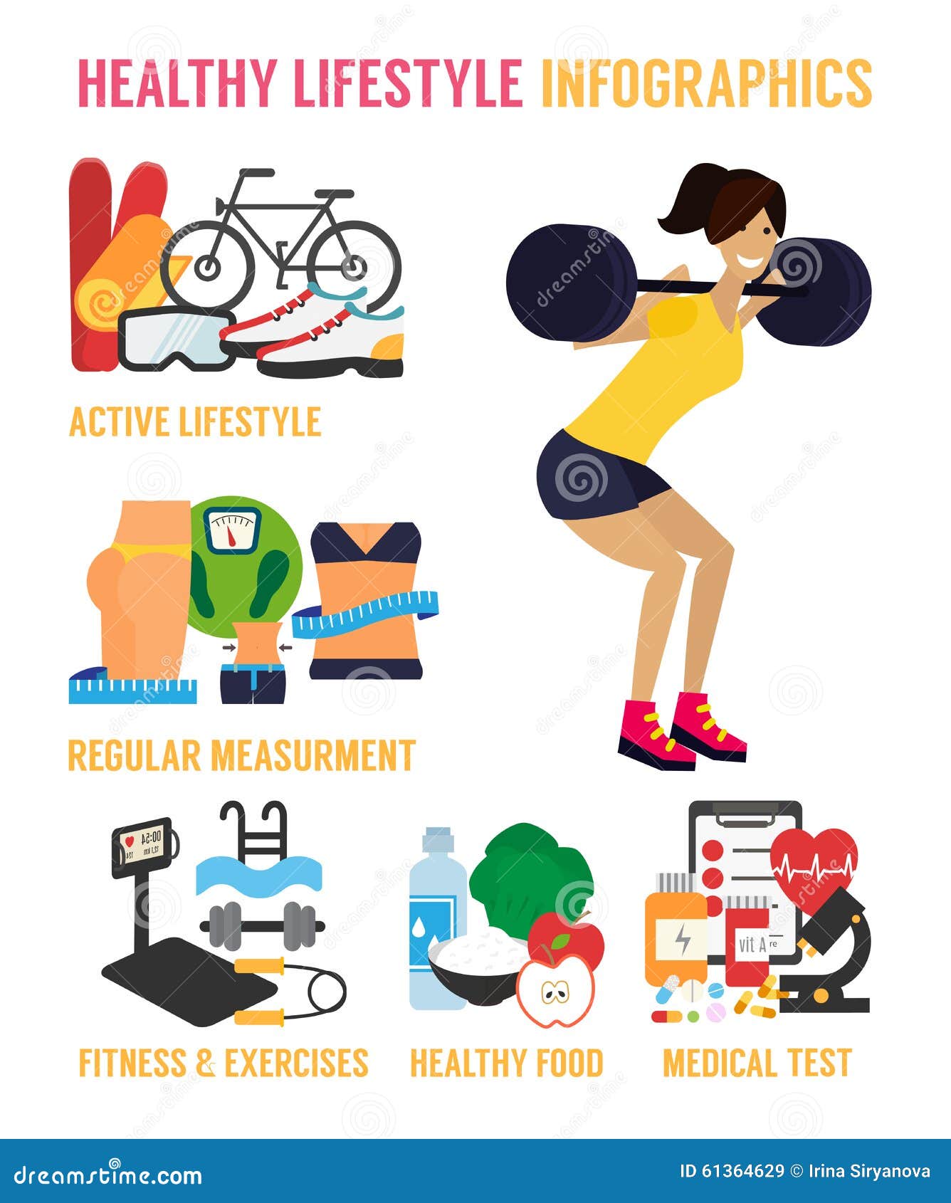 Healthy Lifestyle Vector Infographic Stock Vector Illustration Of