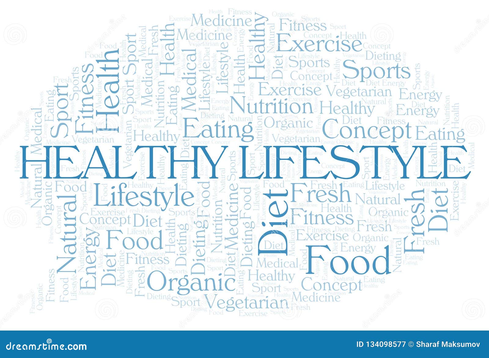 Healthy Lifestyle Word Cloud Stock Illustration - Illustration of ...