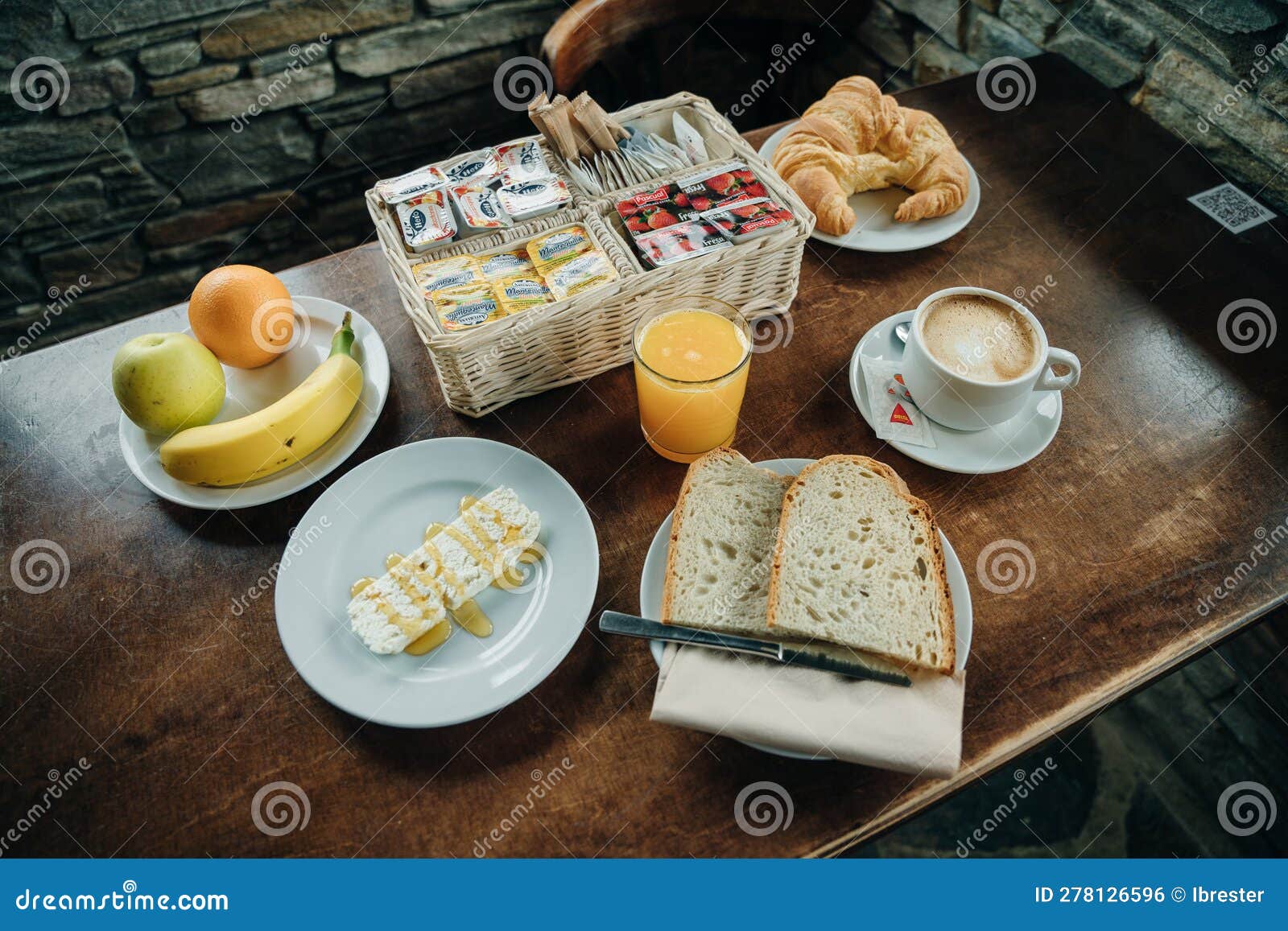 Healthy Light Meals for Breakfast. Breakfast Table Setting Stock Photo ...