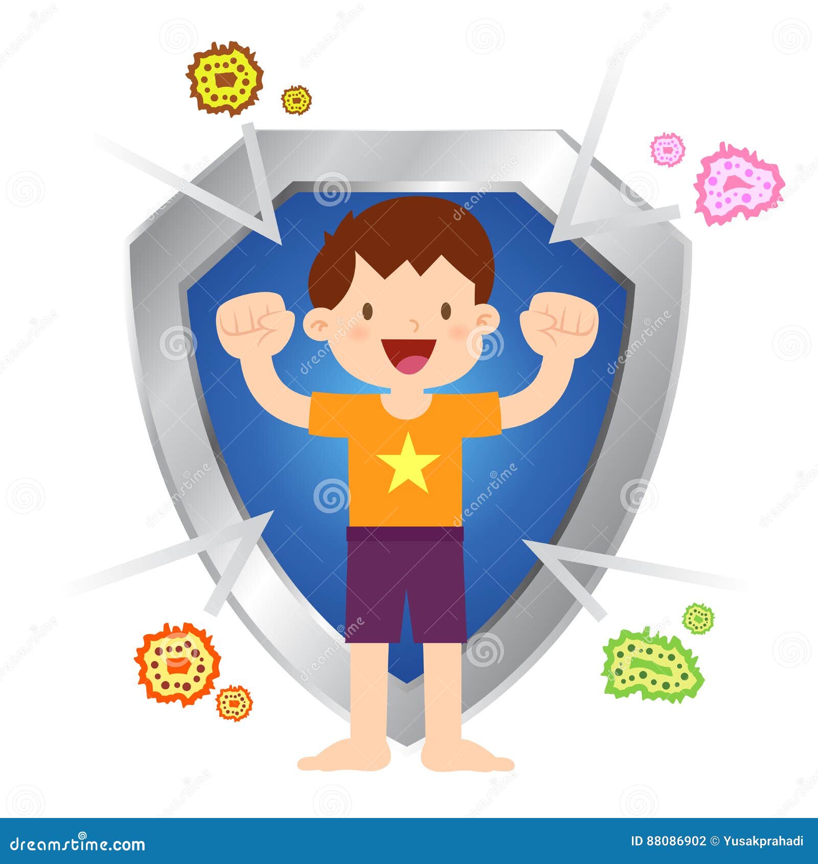 Healthy Little Boy Immune To Virus and Bacteria Stock Vector ...