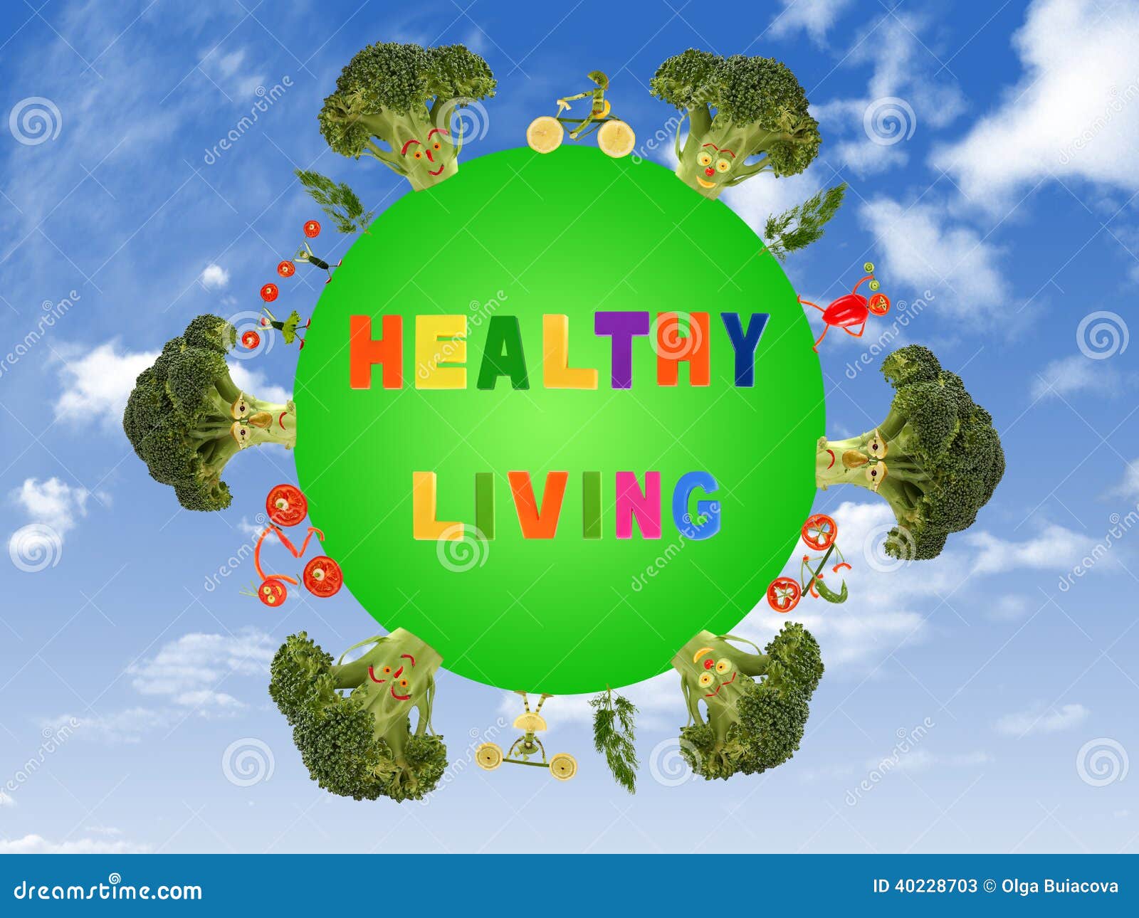 Healthy Living for a Green Planet Stock Illustration - Illustration of ...
