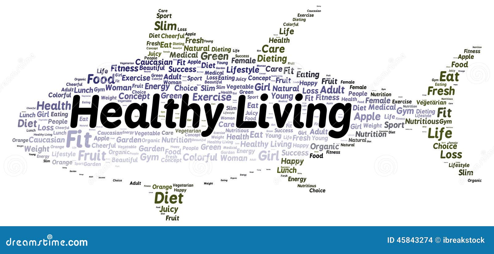 Healthy Living Word Cloud Shape Stock Illustration - Illustration of ...