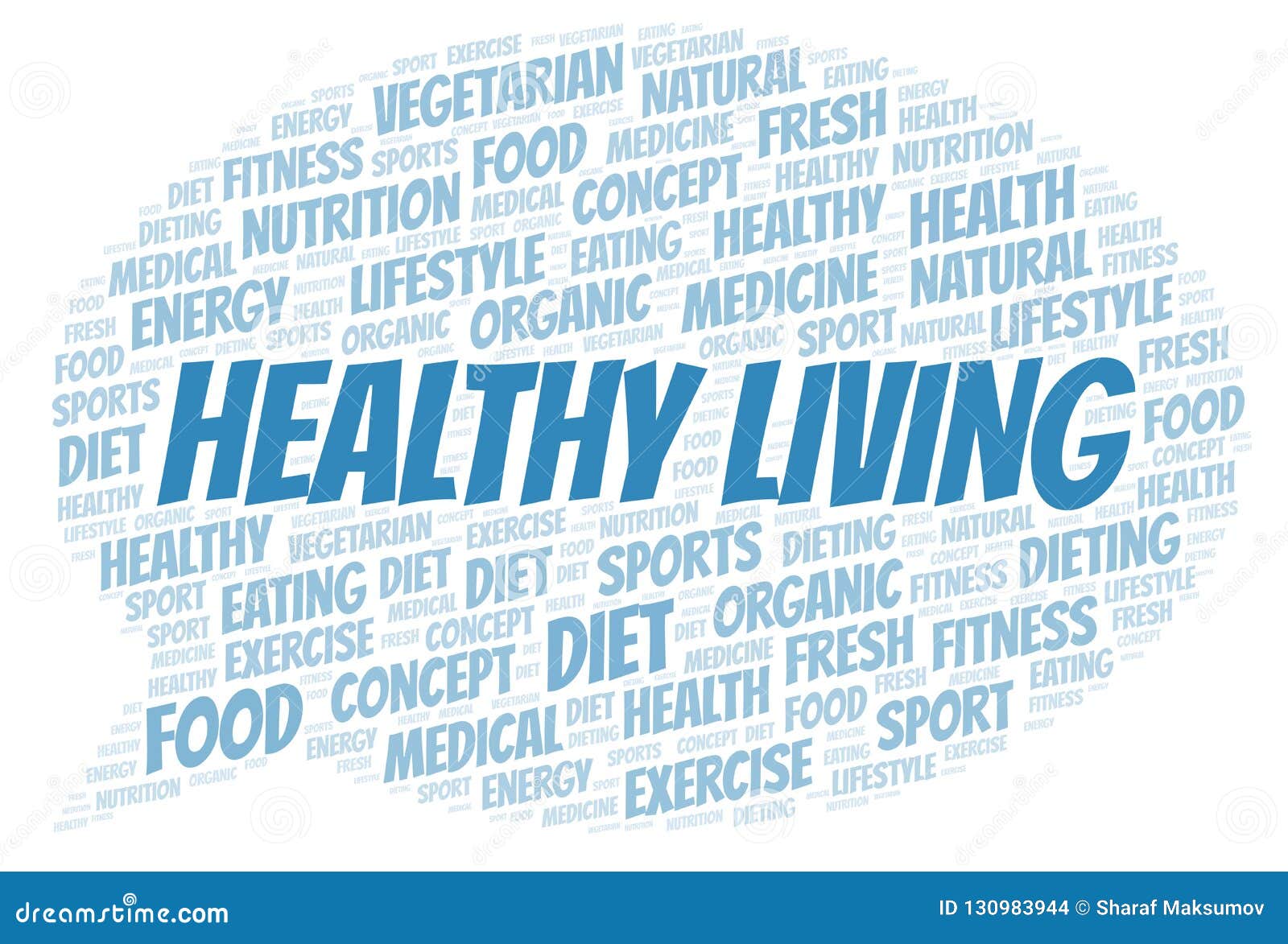 Healthy Living word cloud. stock illustration. Illustration of ...