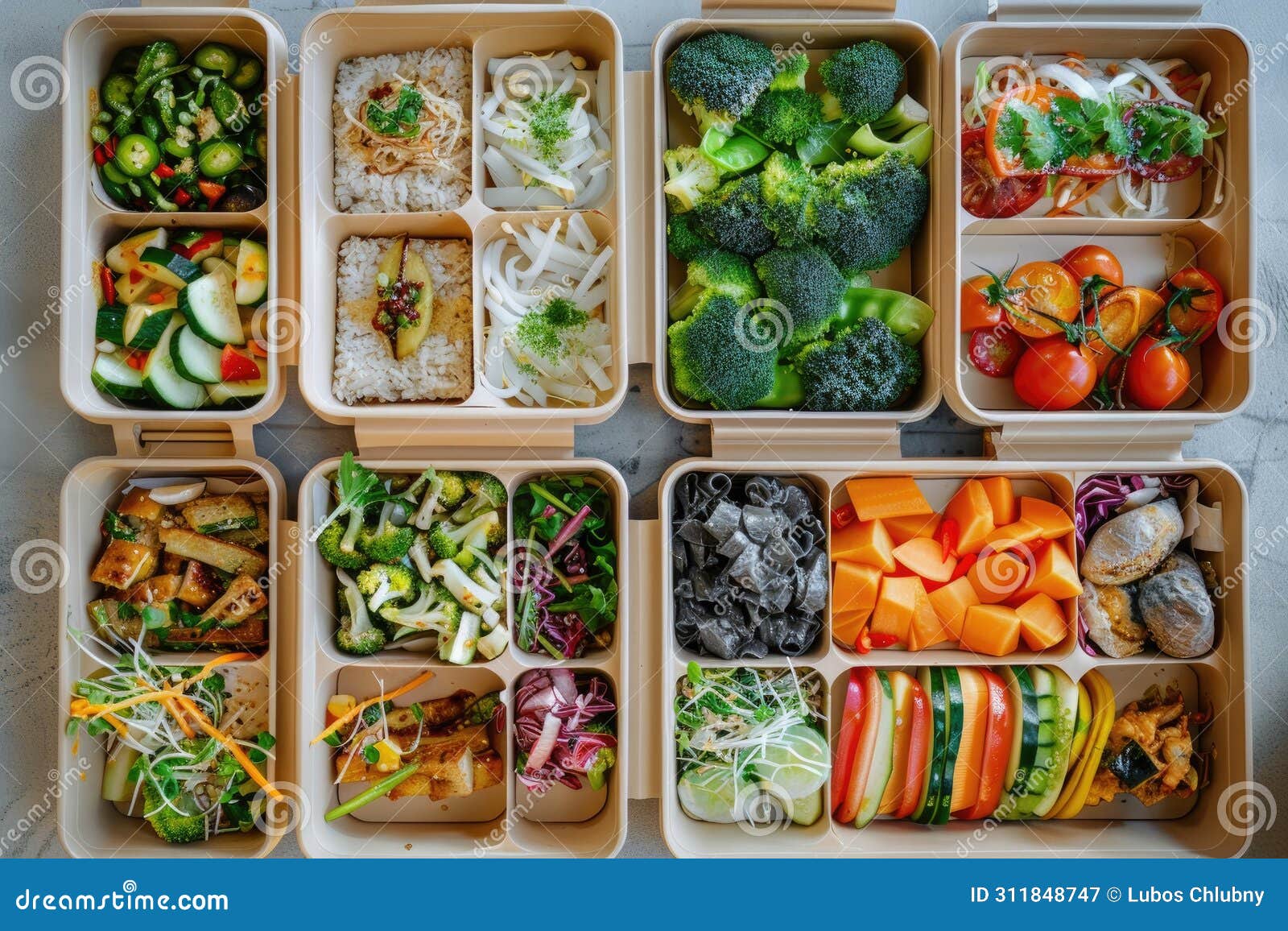 Healthy Lunch in Boxes. Zero Waste Concept Stock Illustration ...
