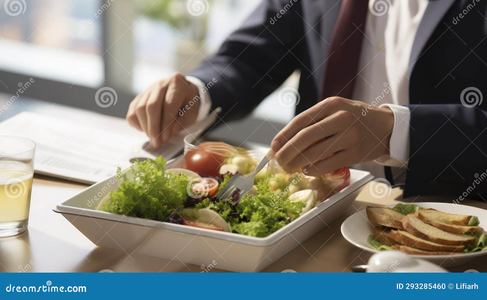 Healthy Lunch of Businessman in Office. Generative AI Stock ...