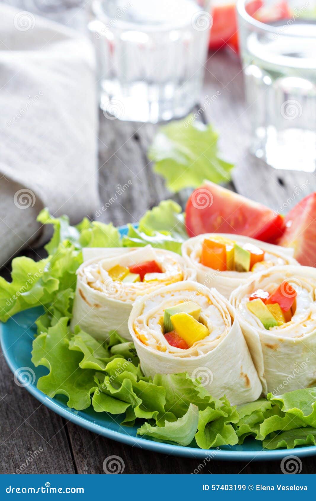 Healthy Lunch Snack Tortilla Wraps Stock Image - Image of bell, bread ...