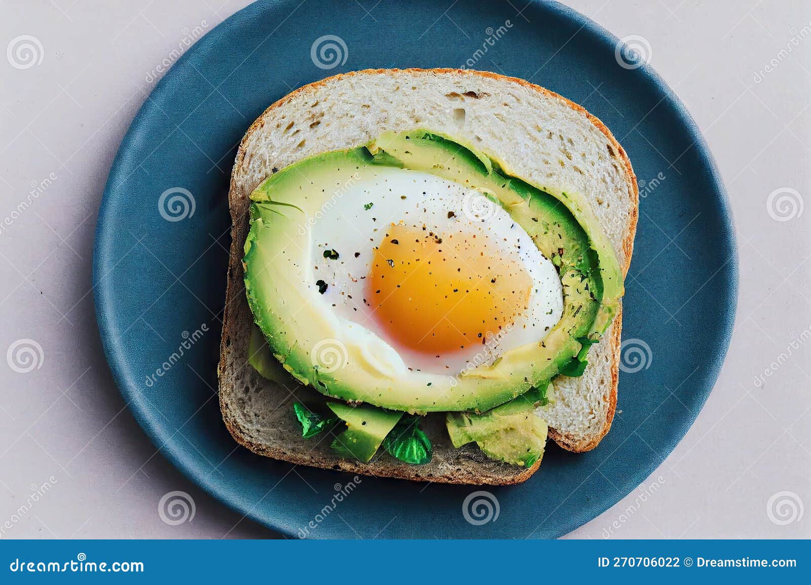 Healthy Lunch with Toast with Avocado and Eggs Stock Illustration ...