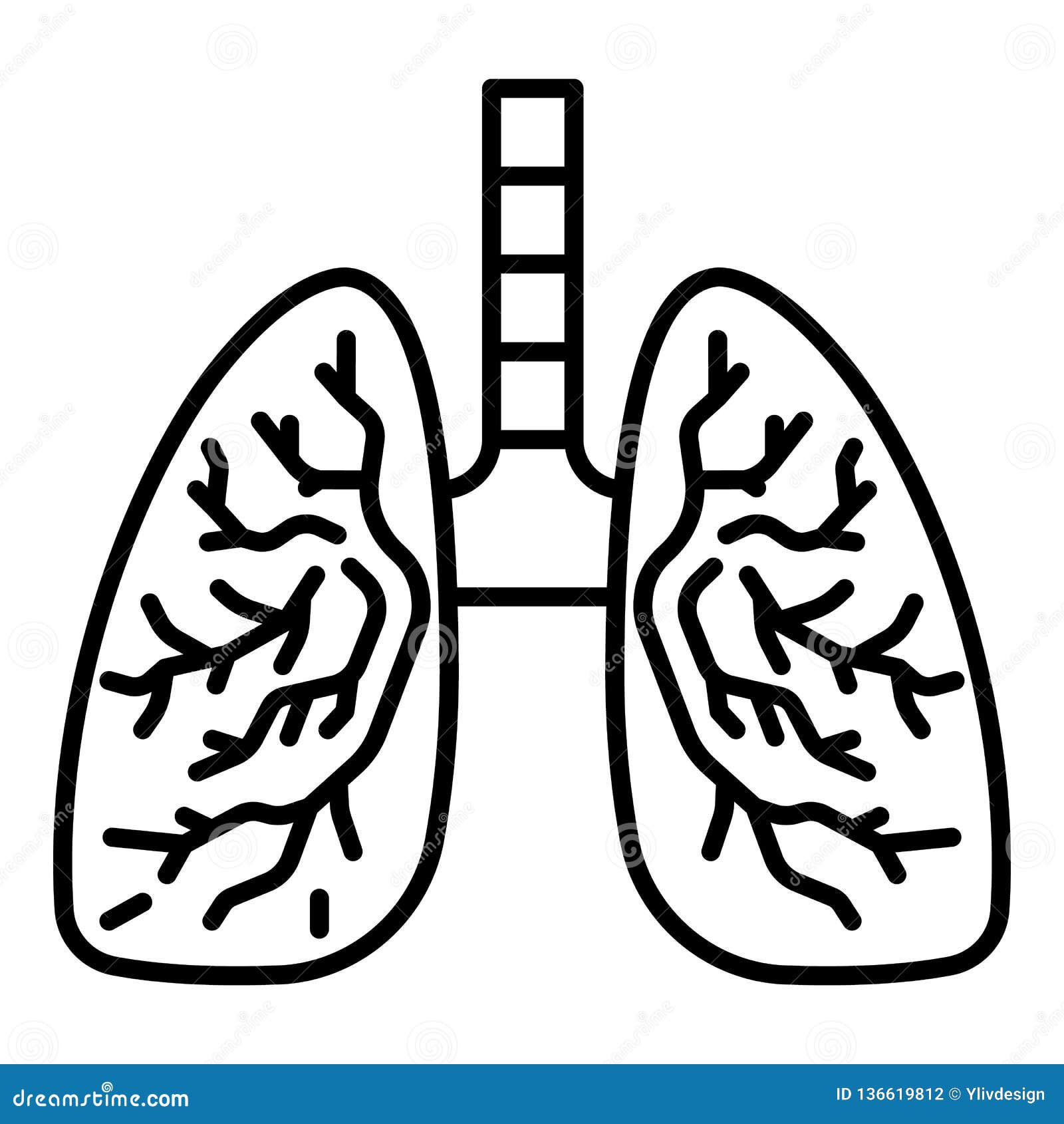 Healthy Lungs Icon Outline Style Stock Vector Illustration Of Chest
