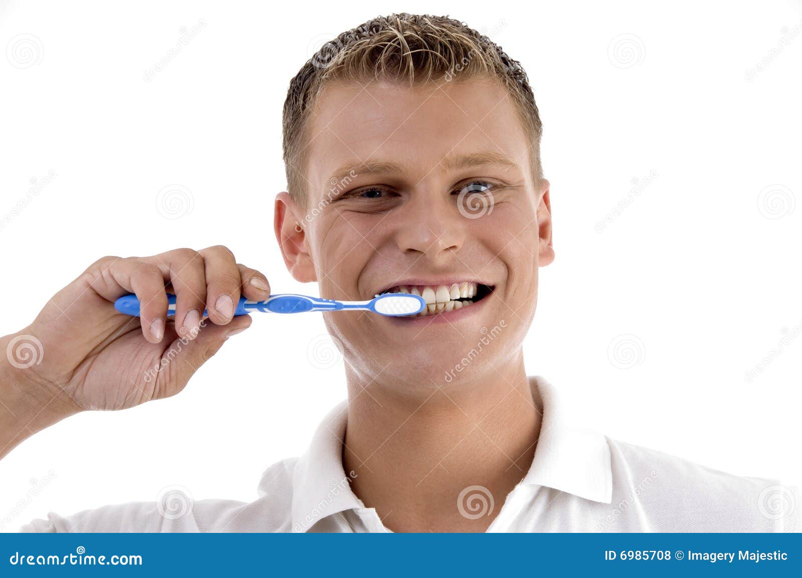 Healthy Male Brushing His Teeth Stock Photo - Image of mouth, concept ...