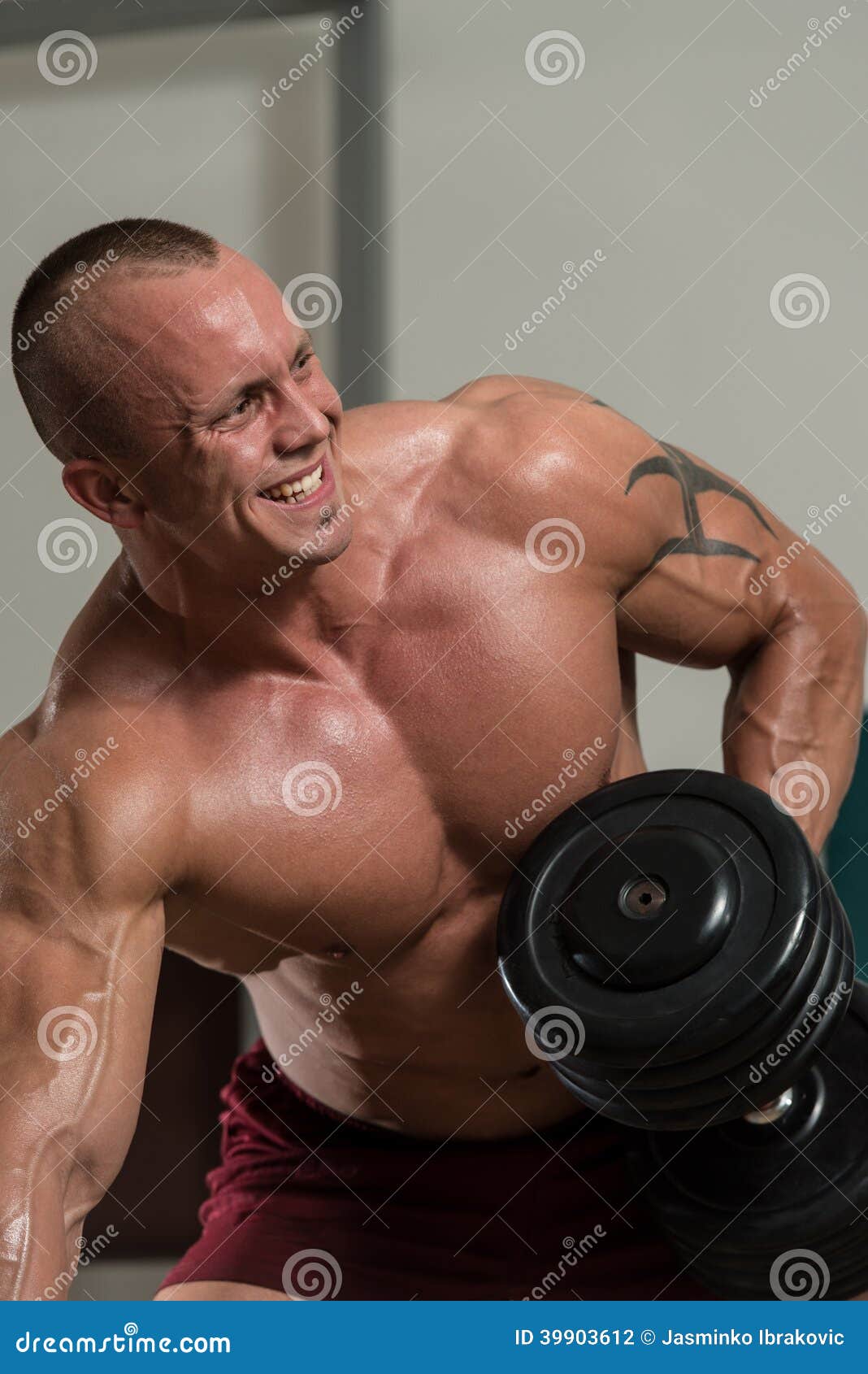 Healthy Man Doing Heavy Weight Exercise for Back Stock Photo - Image of ...