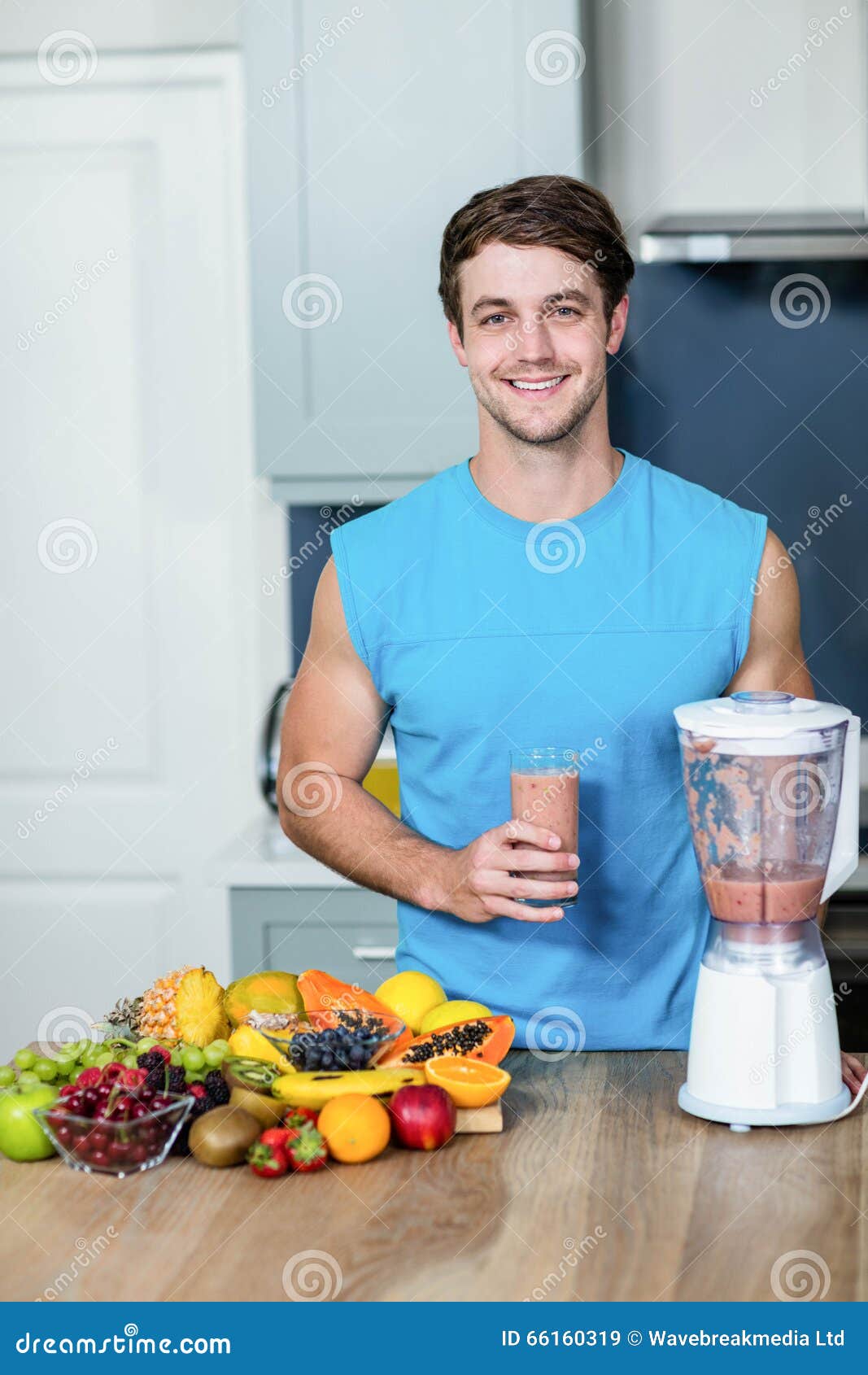 Healthy Man Preparing a Smoothie Stock Image - Image of body, life ...