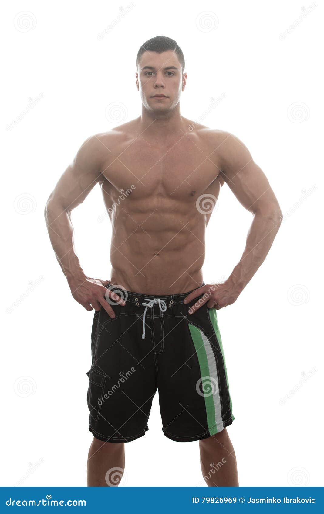 Healthy Man with Six Pack Over White Background Stock Image - Image of ...