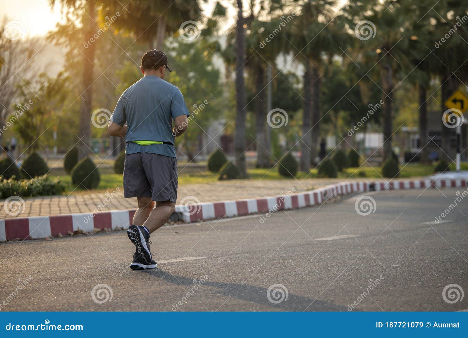 Healthy Mature Man Jogging at Evening Editorial Stock Image - Image of ...