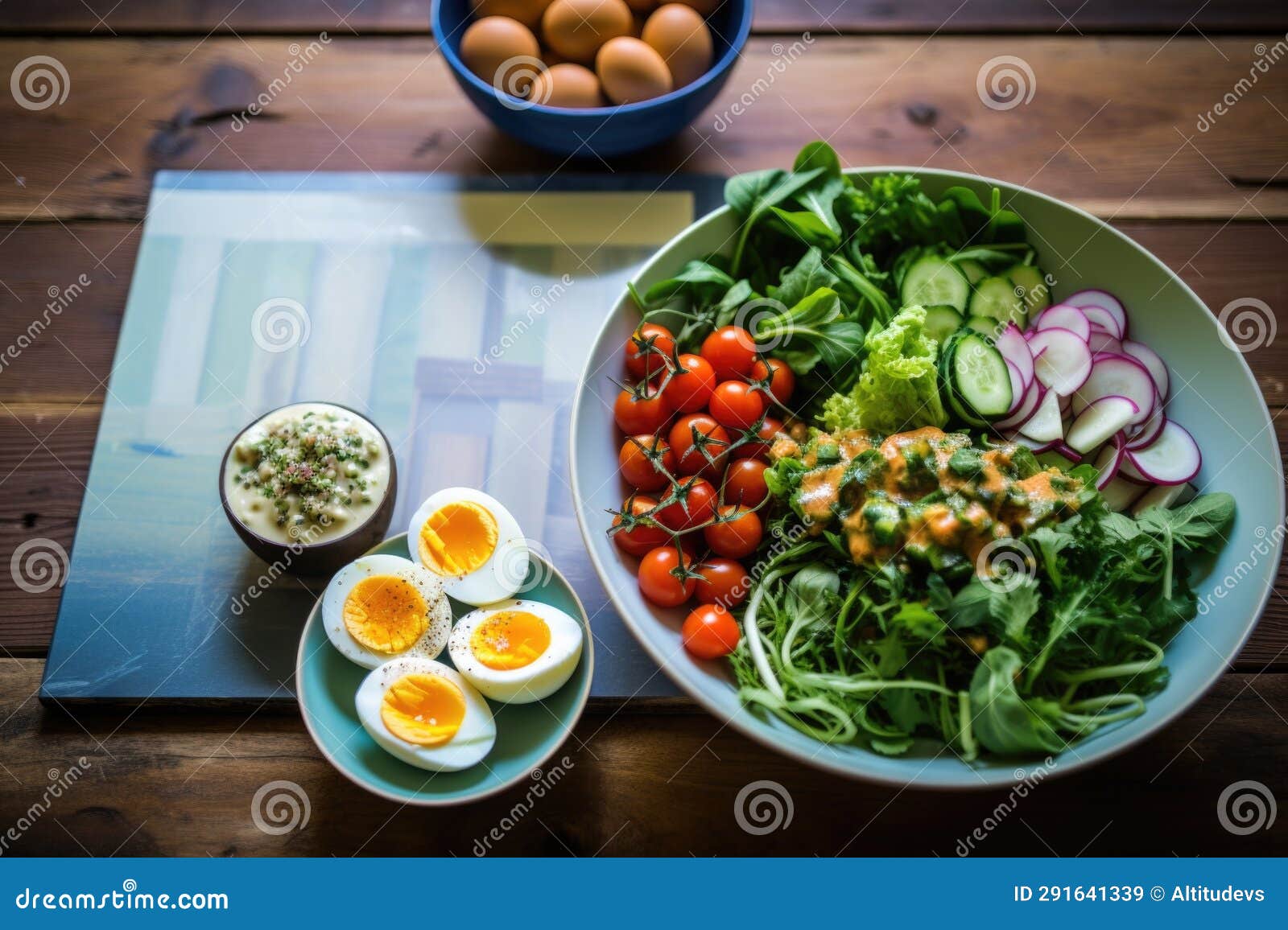 Healthy Meal Plan Chart and a Bowl of Salad Stock Image - Image of ...