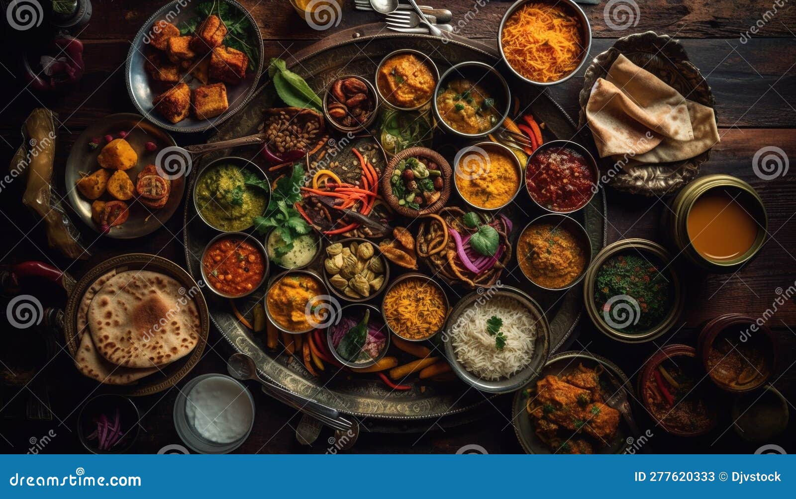 A Healthy Meal of Vegetable Curry with Multi Colored Crockery Generated ...