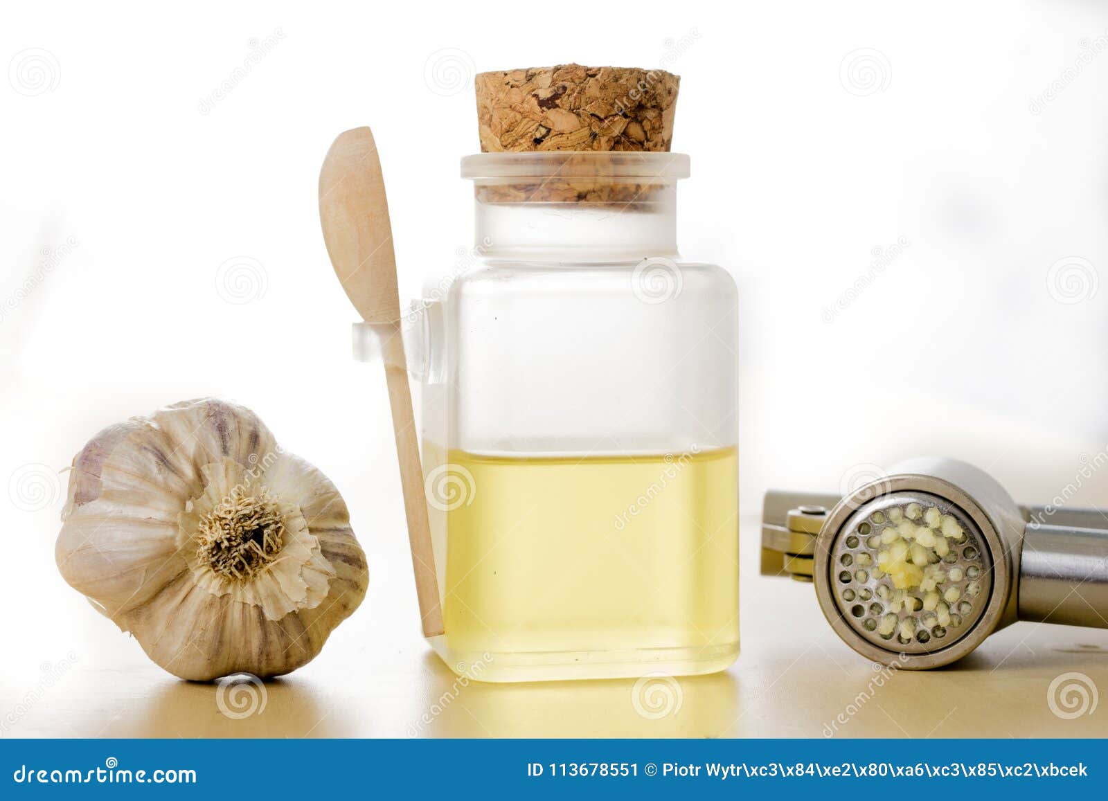A Healthy and Medicinal Garlic Syrup Squeezed with a Kitchen Squeezer ...