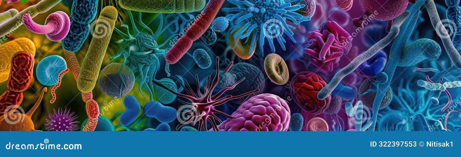 Healthy Microbiome Visualized through a Colorful Collage of Gut ...