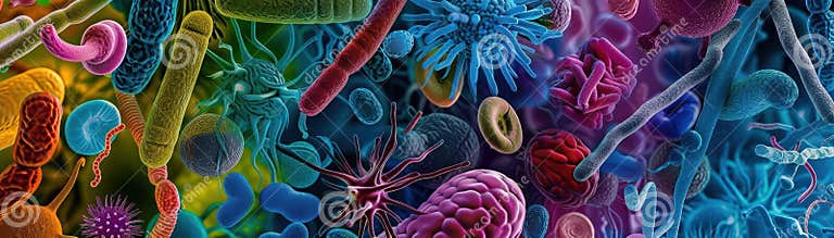 Healthy Microbiome Visualized through a Colorful Collage of Gut ...