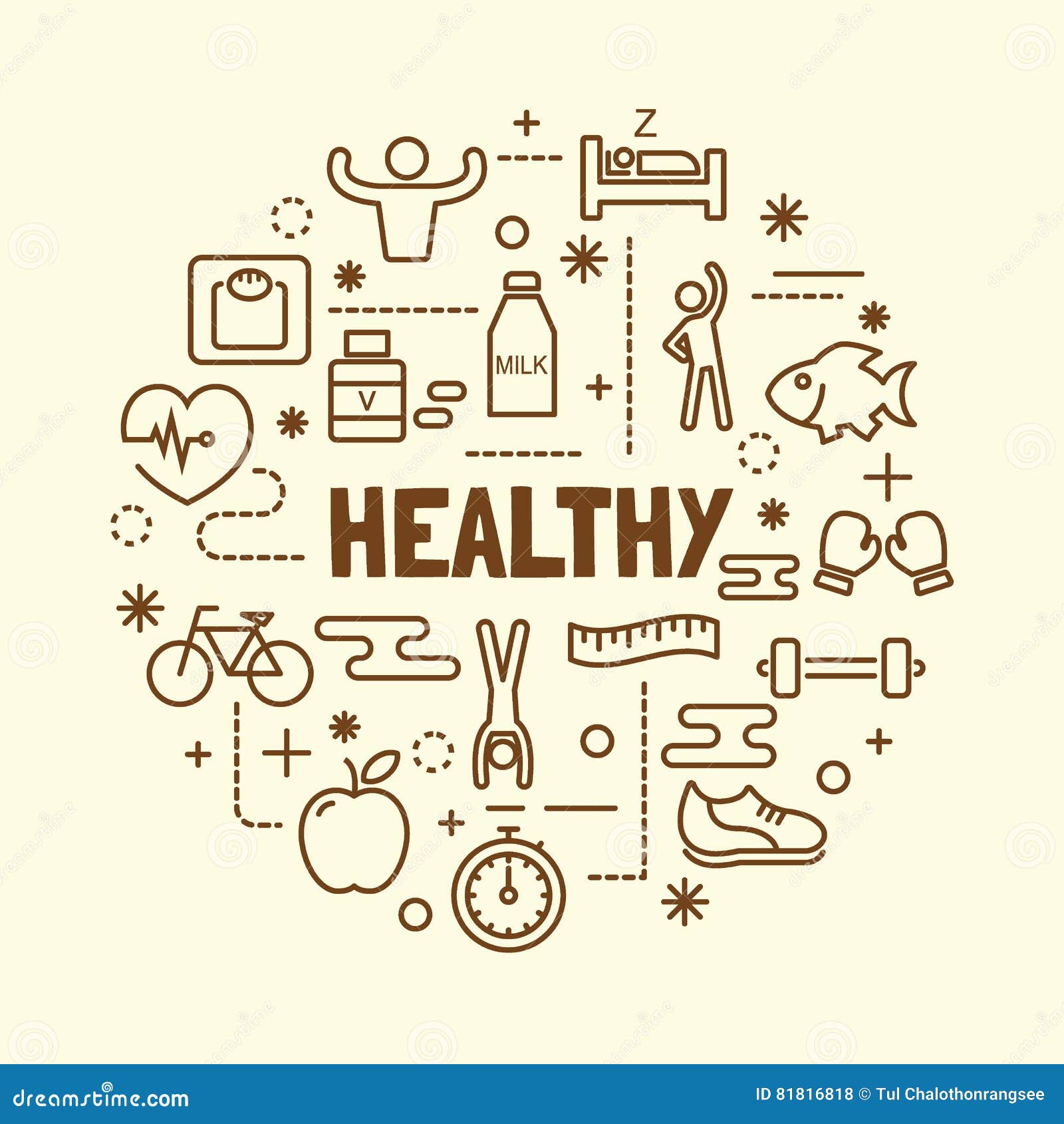 Healthy Minimal Thin Line Icons Set Stock Vector - Illustration of ...