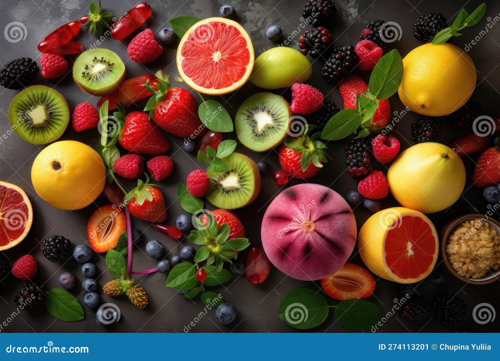 Healthy Mixed Fruit and Ingredients. AI Generated Stock Illustration ...