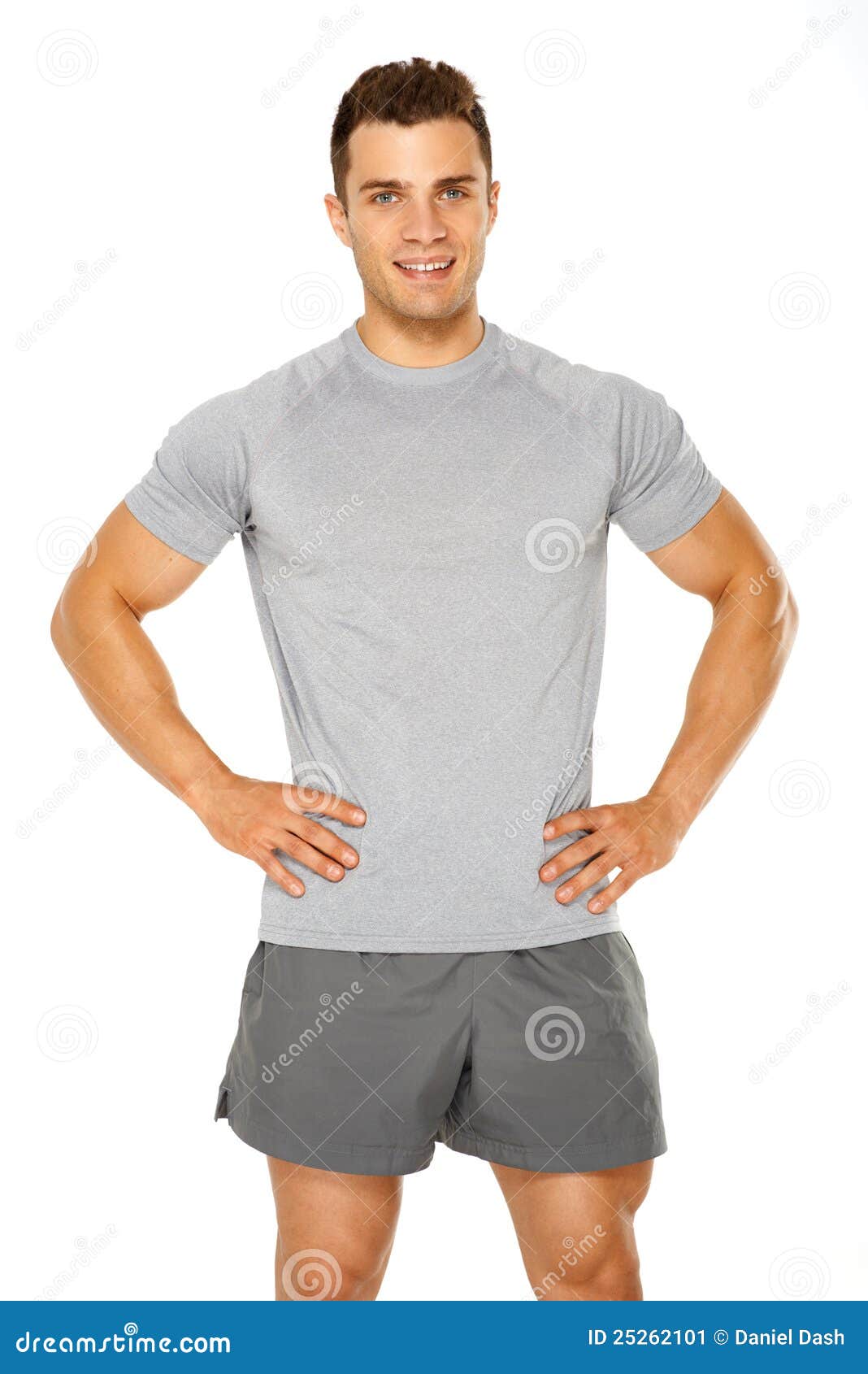 Healthy Muscular Young Man Isolated on White Stock Image - Image of ...