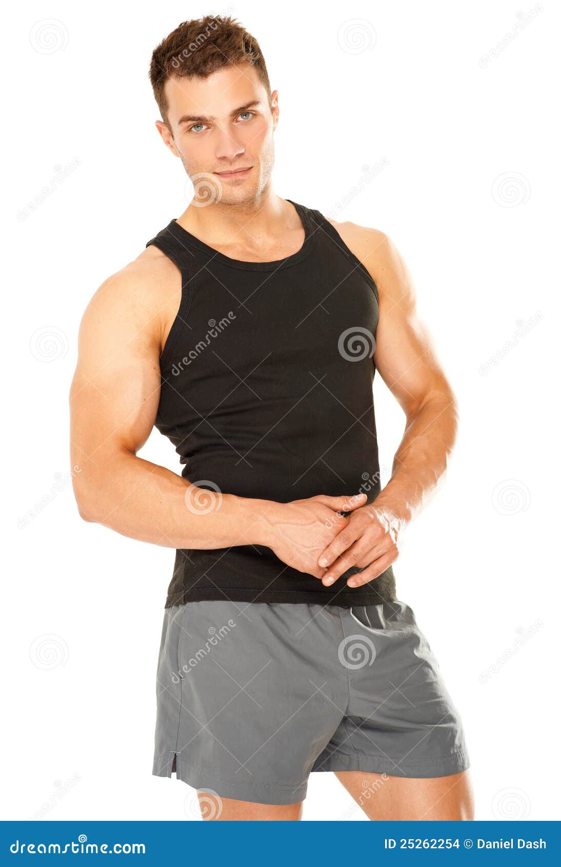Healthy Muscular Young Man Isolated on White Stock Photo - Image of ...