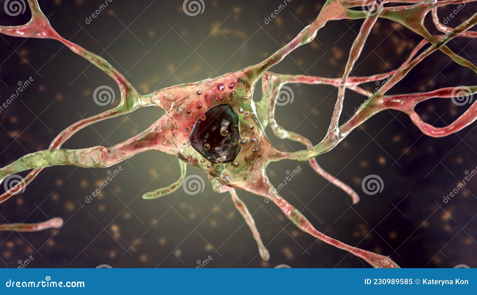 Neuron, Brain Cell, 3D Illustration Stock Illustration - Illustration ...