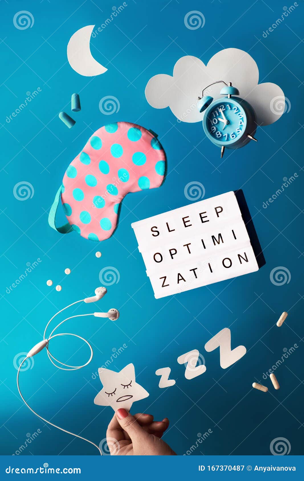 Healthy Night Sleep Creative Concept with Text Stock Image - Image of ...