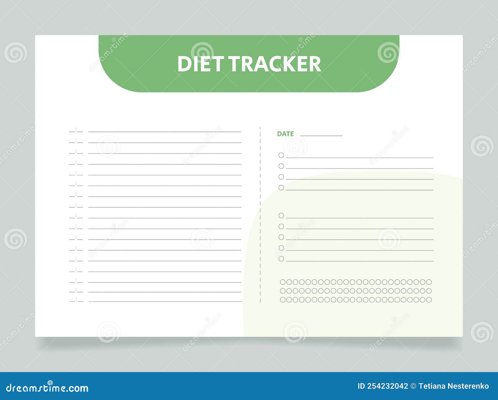 Healthy Nutrition and Diet Tracker Worksheet Design Template Stock ...