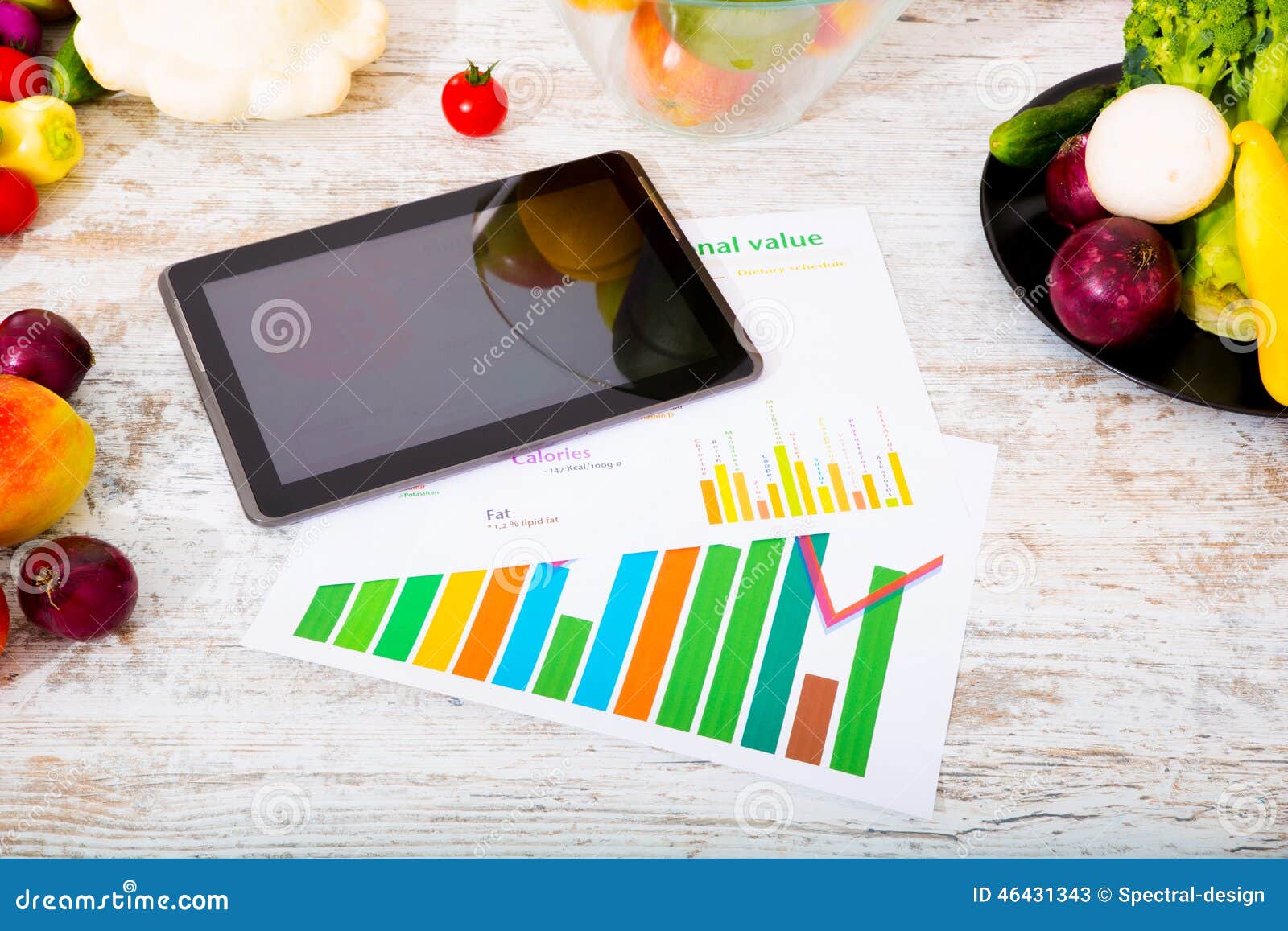 Healthy Nutrition and Tablet Stock Image - Image of cooking, food: 46431343